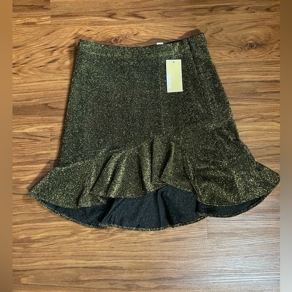 MICHAEL Michael Kors | Skirts | Nwt Michael Kors Womens Ruffled Metallic Knit Aline Skirt ...